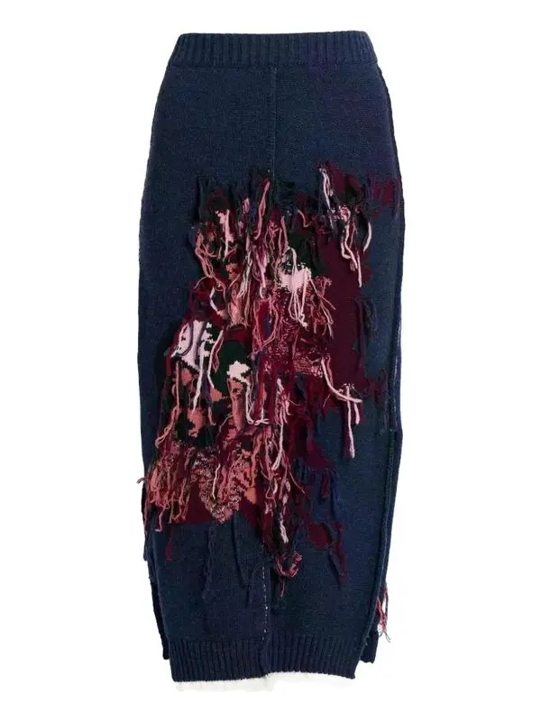 Erdem Fringed-detail Skirt - Blue