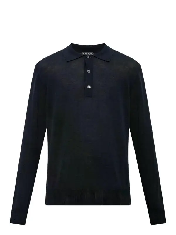 TOM FORD Fine-gauge Silk Linen Polo - Blue