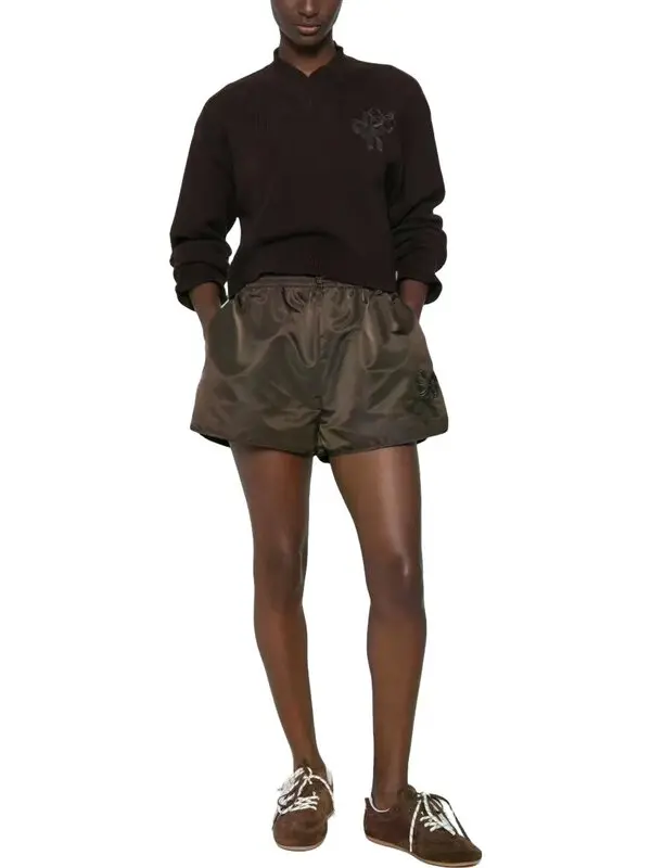 Cecilie Bahnsen Colette Bow-embroidered Shorts - Brown