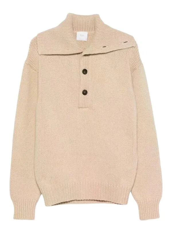 Malo Ribbed Knit Sweater With Button Fastening - Neutrals