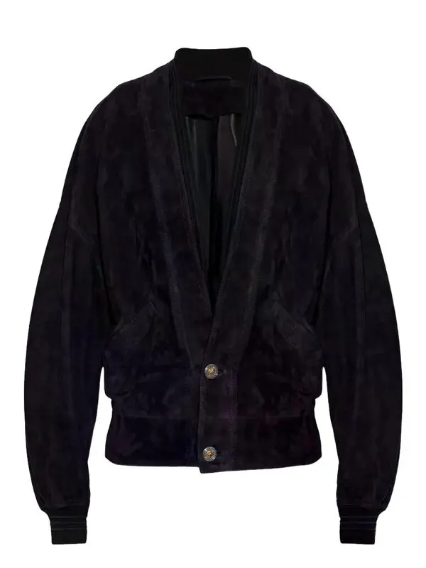 Versace Button-up Suede Jacket - Blue