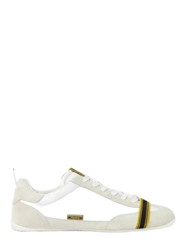 Fendi Leather And Suede Low-top Sneakers - White