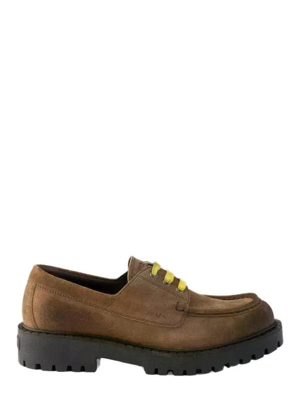 Prada Waxed Suede Lace-up Shoes - Brown