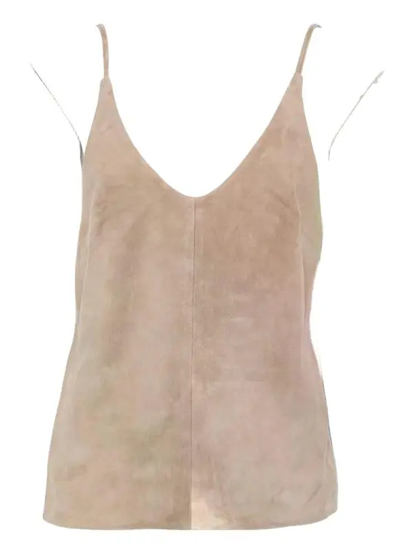 ST. AGNI Suede Low-back Cami Top - Neutrals