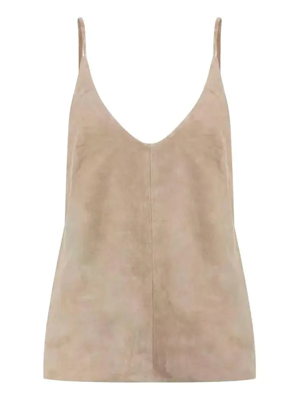 ST. AGNI Suede Low-back Cami Top - Neutrals