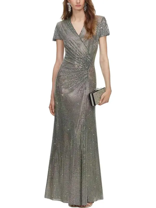 SELF-PORTRAIT Rhinestone-embellished Maxi Dress - Grey