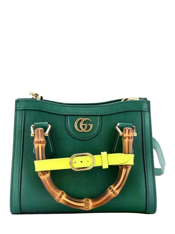Gucci Diana Nm Bamboo Handle Tote Leather Mini Crossbody Bag - Green