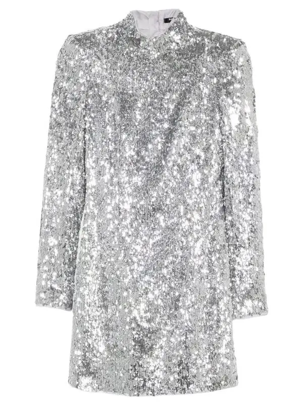 Balmain Sequin-embellished High-neck Mini Dress - Silver