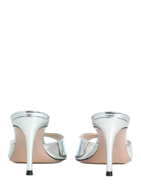 Roberto Festa Tone Leather Patent Finish Stiletto Mules - Silver