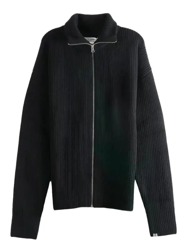 Extreme Cashmere Ribbed-knit Zip-up Sweater - Black
