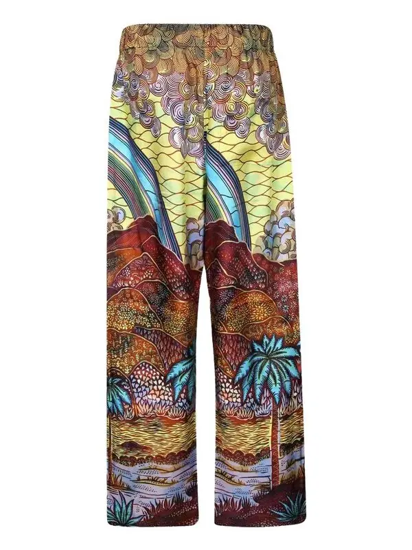 ATELIER VLISCO Graphic Print Drawstring Trousers - Red