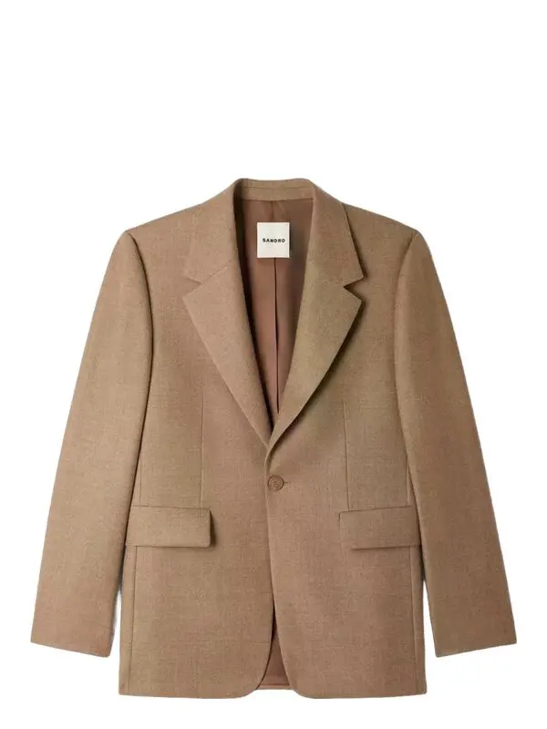 Sandro Wool Suit Jacket - Neutrals