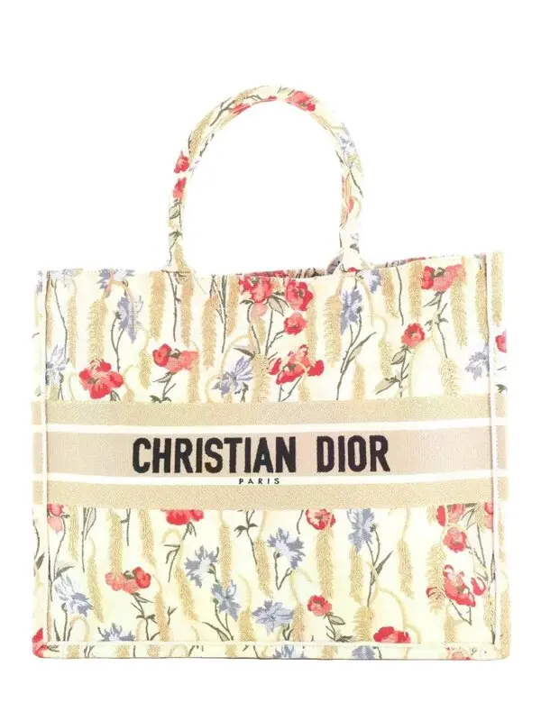 Dior Embroidered Canvas Large Tote Bag - Gold