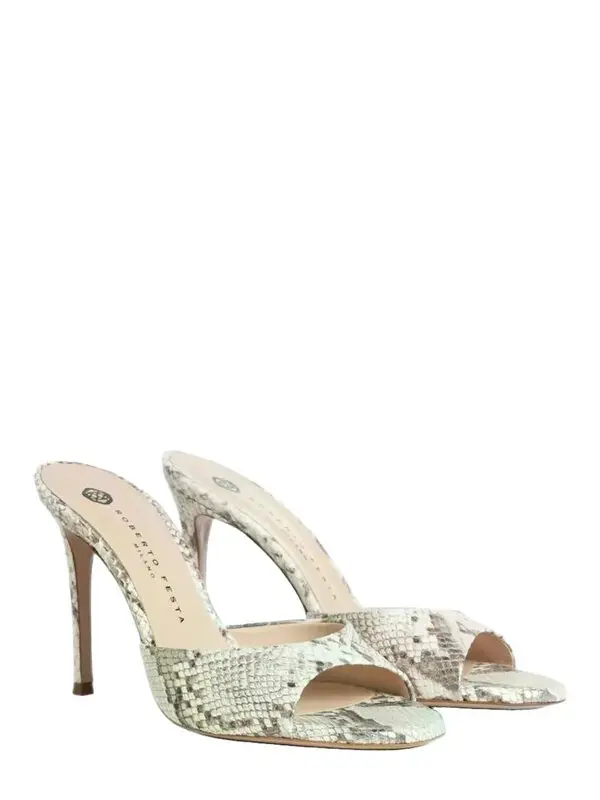 Roberto Festa Python-effect Heeled Sandals - Grey