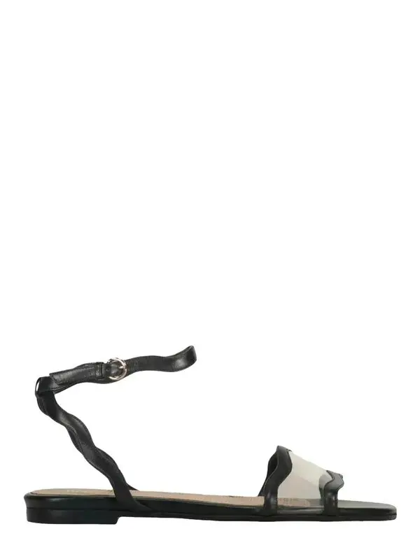 Red Valentino Wavy-strap Transparent Flat Sandals - Black