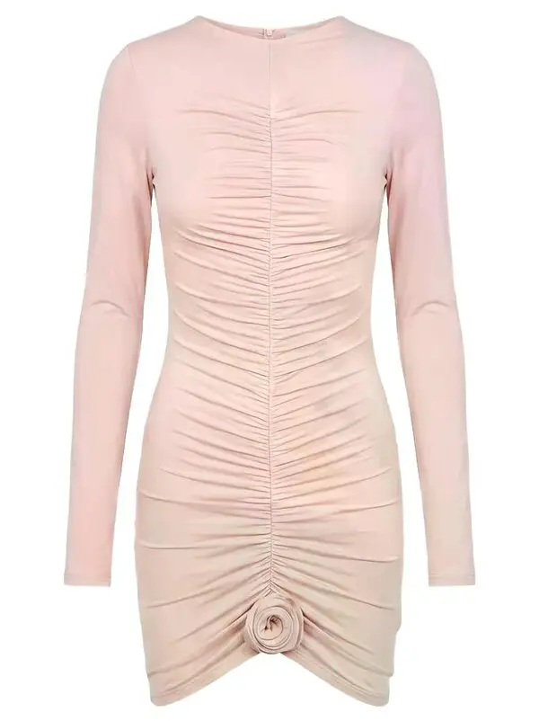 LA REVECHE Lillibet Ruched Floral-detail Mini Dress - Pink
