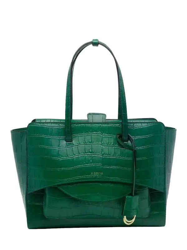 HIDESINS Large Cocco Croc-effect Flap Tote Bag - Green
