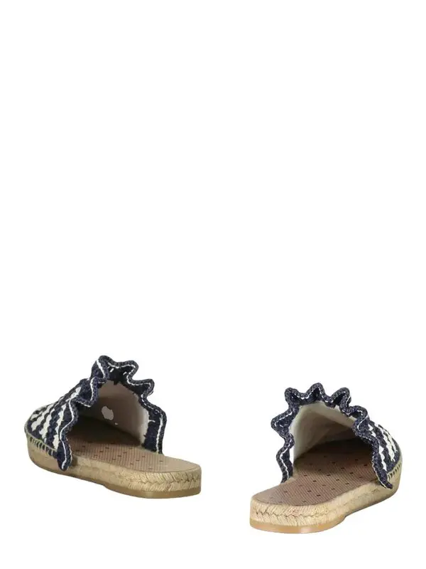 Red Valentino Striped Ruffled Espadrilles - Blue