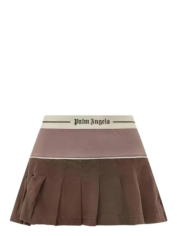 Palm Angels Logo Pleated Mini Skirt - Brown