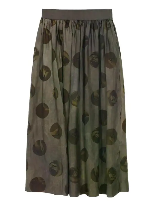 UMA WANG Elasticated Patterned Maxi Skirt - Green