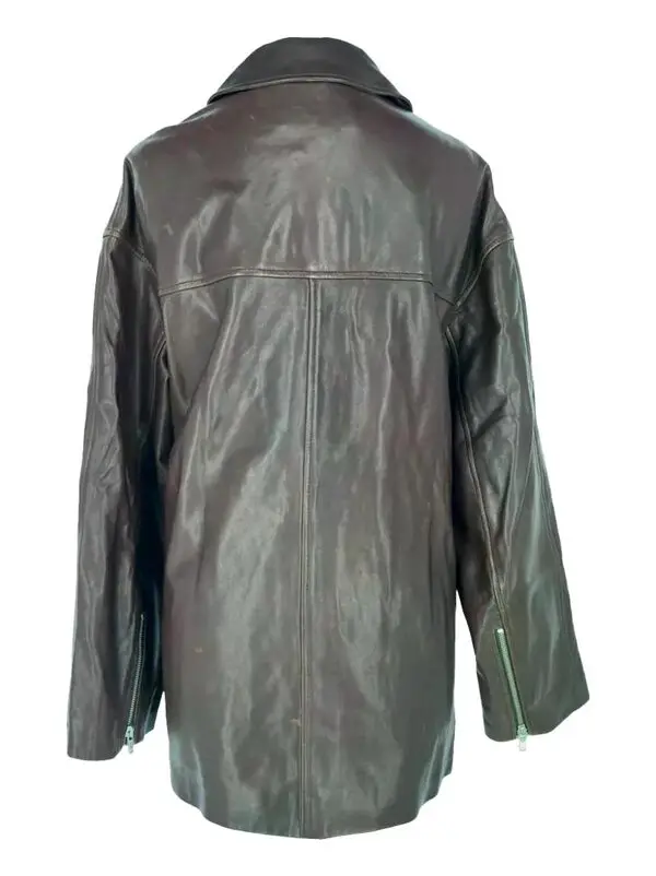 Nour Hammour Zip-up Leather Jacket - Brown