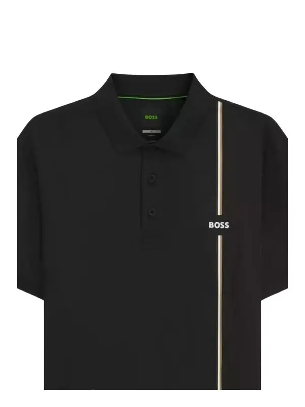 BOSS Active Quick-dry Polo Shirt With Signature Stripe - Black
