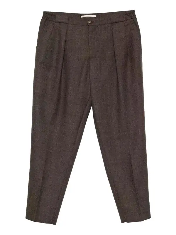 BRIGLIA 1949 Pleated Twill-weave Trousers - Brown