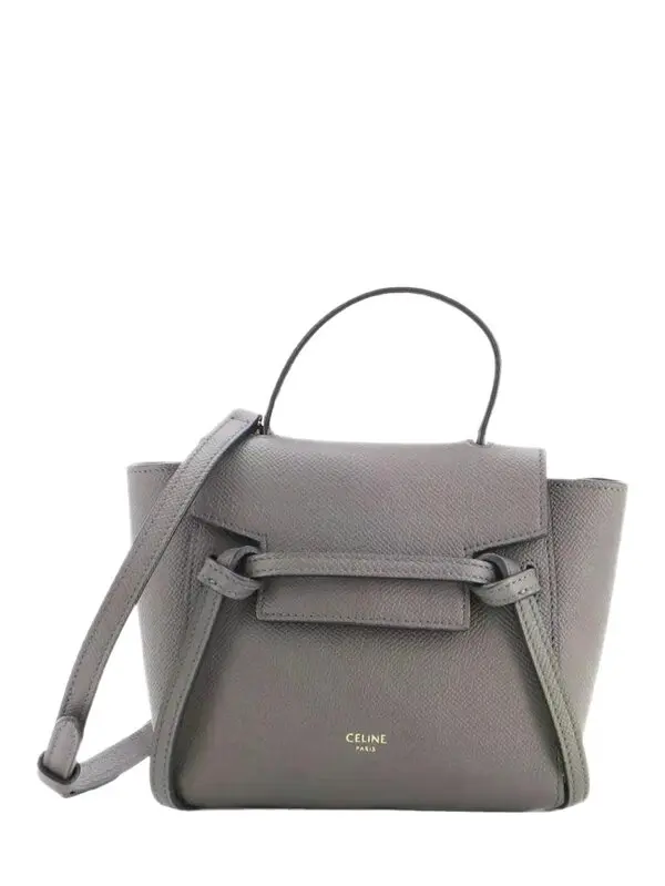 Celine Textured Leather Pico Belt Bag - Grey