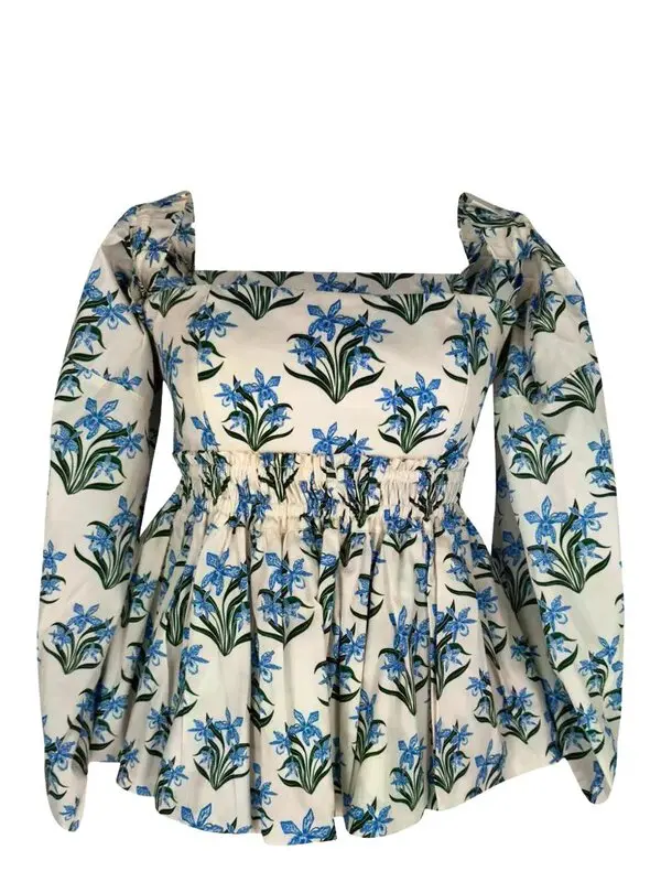 Agua Bendita Manzanilla Floral-print Top - Neutrals