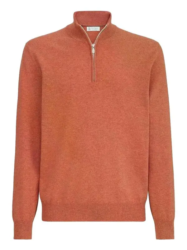 Brunello Cucinelli Cashmere Half-zip Sweater - Orange
