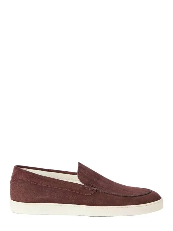 Brunello Cucinelli Chevron-effect Suede Loafer Sneakers - Brown