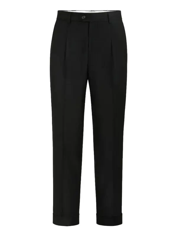 Brunello Cucinelli Super 150s Virgin Wool Batavia Trousers With Pleat - Black