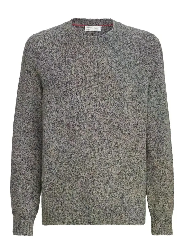 Brunello Cucinelli Virgin Wool, Silk, And Cashmere Chiné Sweater - Grey