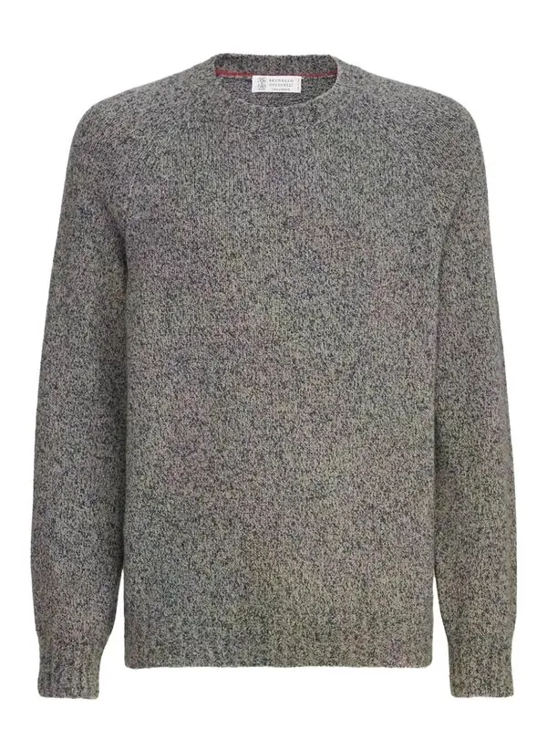 Brunello Cucinelli Virgin Wool, Silk, And Cashmere Chiné Sweater - Grey