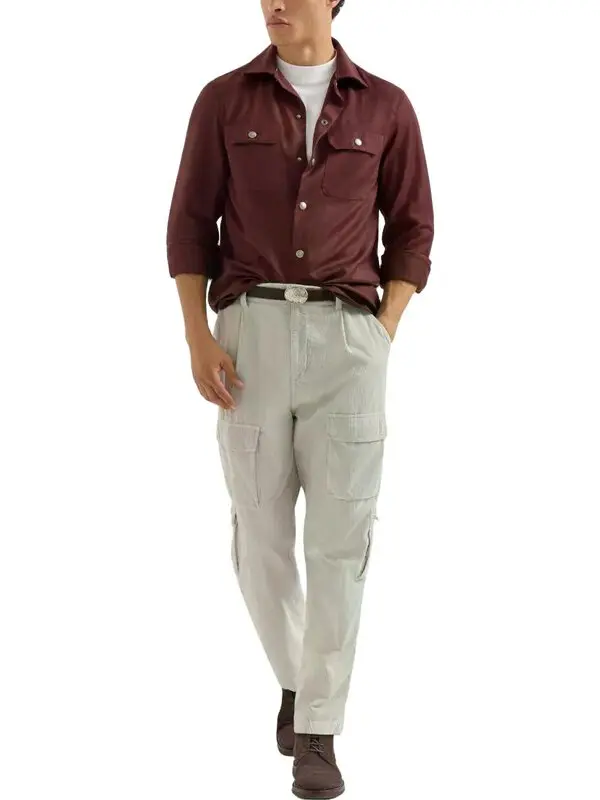 Brunello Cucinelli Flannel Chest-pockets Shirt Jacket - Red