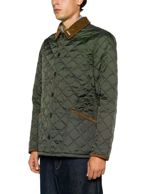 Barbour Liddesdale Quilted Jacket With Corduroy Collar - Green