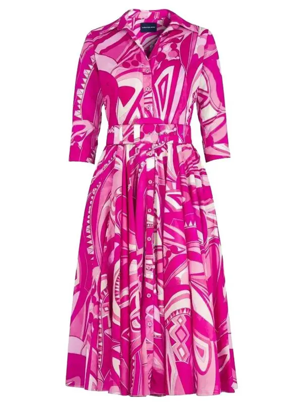 Samantha Sung Aster Belted Abstract-print Maxi Dress - Pink