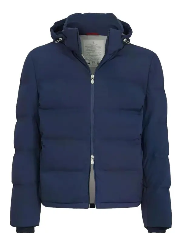 Brunello Cucinelli Down Jacket With Detachable Hood - Blue