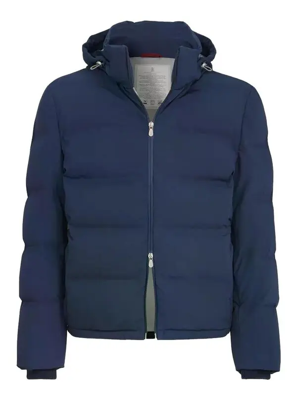Brunello Cucinelli Down Jacket With Detachable Hood - Blue