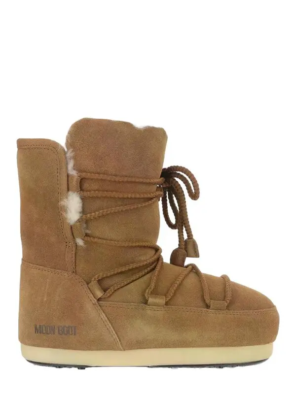 Moon Boot Shearling-trimmed Lace-up Boots - Brown