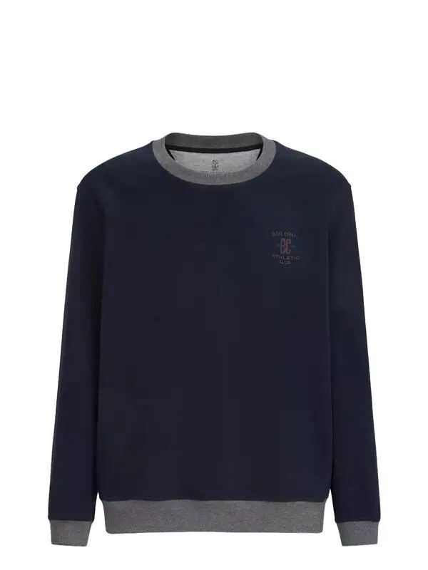 Brunello Cucinelli Cotton French Terry Sweatshirt With Embroidery - Blue