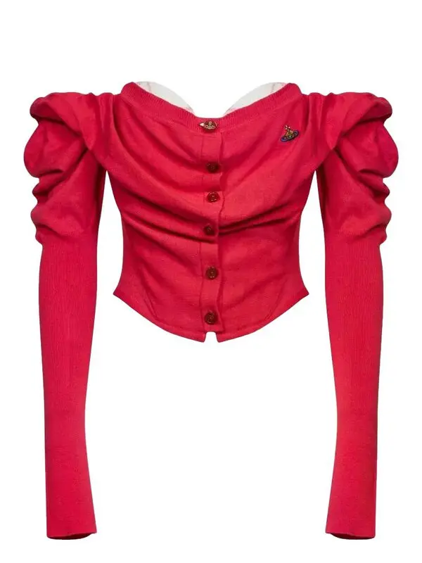 VIVIENNE WESTWOOD Off-shoulder Orb-embroidered Sweater - Red