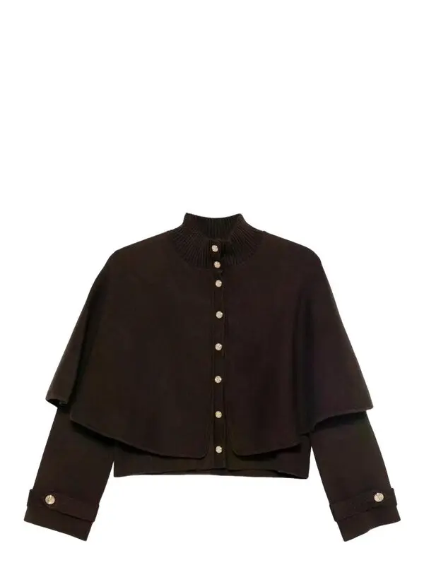 Maje Cape-overlay Button-up Cardigan - Brown