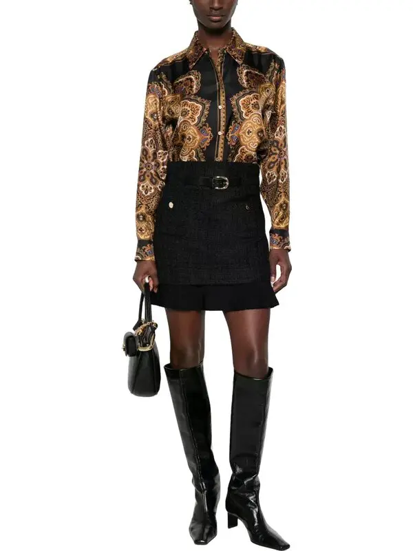 Sandro Pattern Silk Button-up Shirt - Black