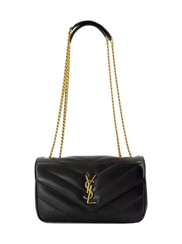 Saint Laurent Loulou Small In Matelassé Lambskin Shoulder Bag - Black