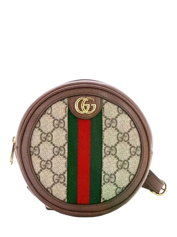 Gucci Ophidia Round Gg Coated Canvas Mini Backpack - Brown