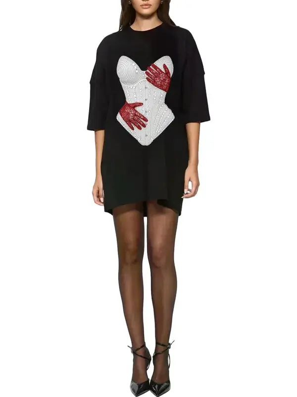 HAMZA Graphic-print Mini Dress - Black