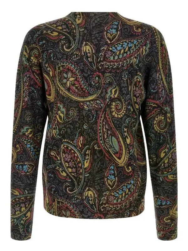Etro Paisley Print Crew Neck Sweater - Black