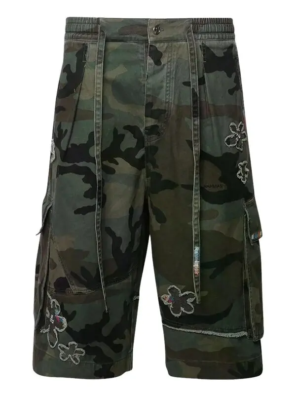 NAHMIAS Embellished Camouflage Cargo Shorts - Green
