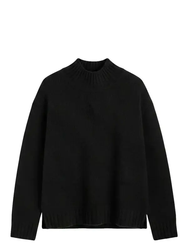 Chinti & Parker Funnel-neck Ribbed-trim Sweater - Black